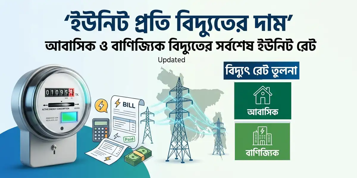 ইউনিট প্রতি বিদ্যুতের দাম ২০২৬: বর্তমানে বিদ্যুতের দাম কত? আবাসিক ও ...